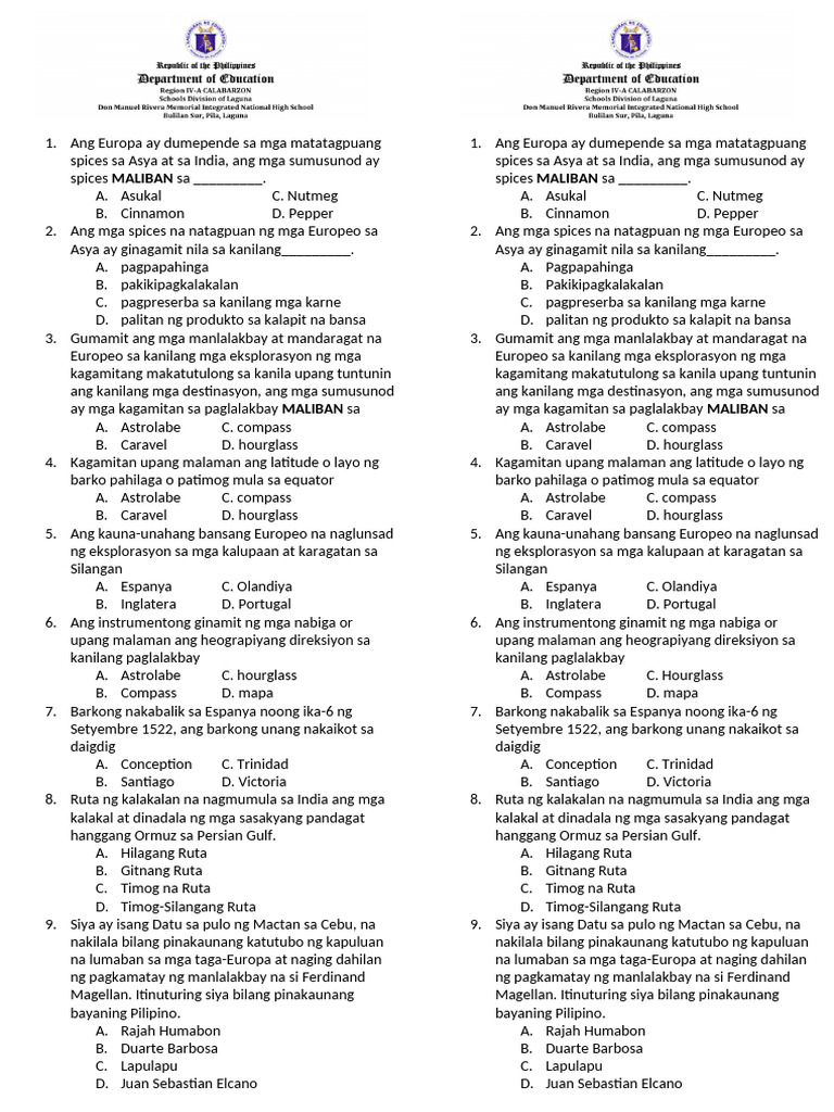 Quarter 2 - Quiz WK 1 | PDF