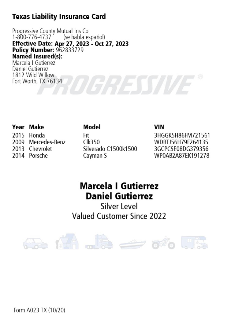 Texas Liability Insurance Card Template | PDF | Insurance | Liability ...