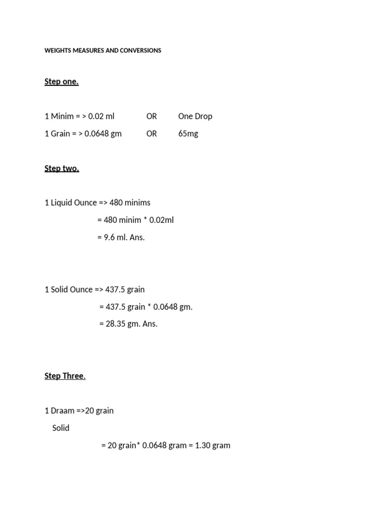 Weights Measures and Conversions | PDF