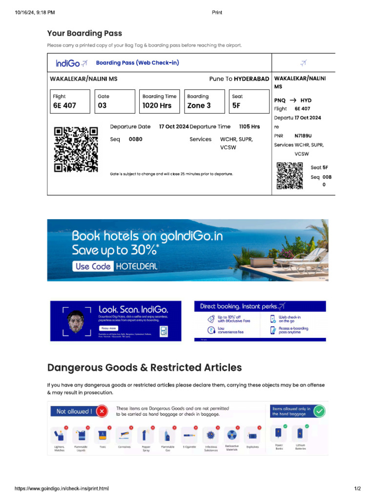 PNQ To HYD Aai | PDF