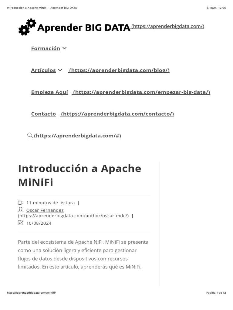 Introducción A Apache MiNiFi - Aprender BIG DATA | PDF | Internet de ...