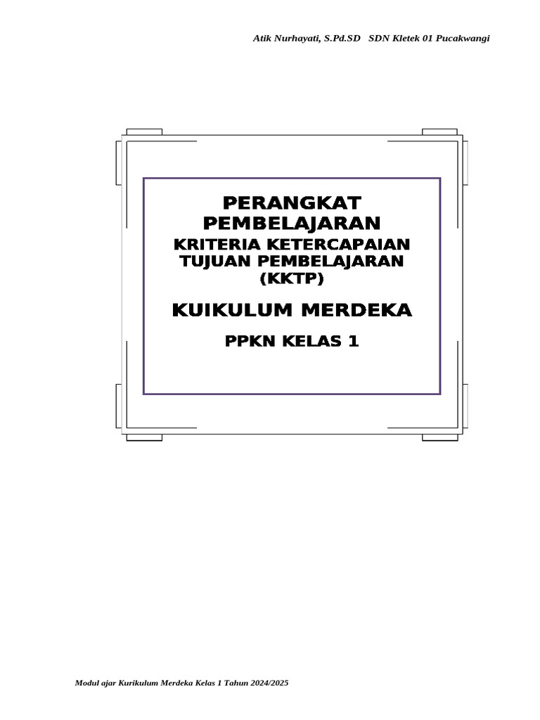 KKTP PPKN KLS 1 SMT 1 Dan 2 | PDF