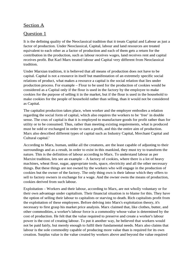 Economics End Term | PDF | Exploitation Of Labour | Capital (Economics)