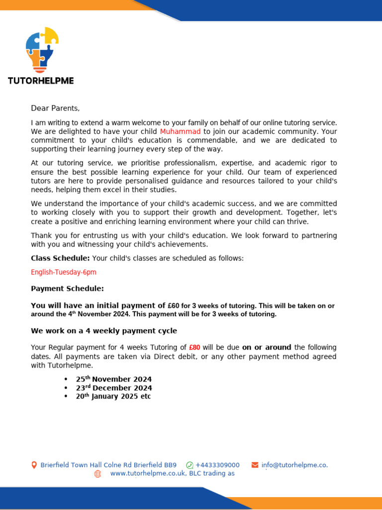 Welcome to TutorHelpMe Tutoring Service | PDF