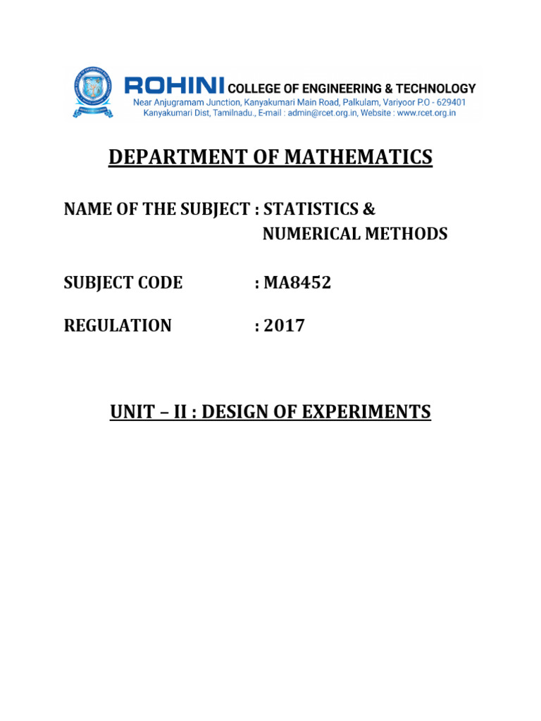 Statistics and Probability Distributions | PDF | Analysis Of Variance | Experiment