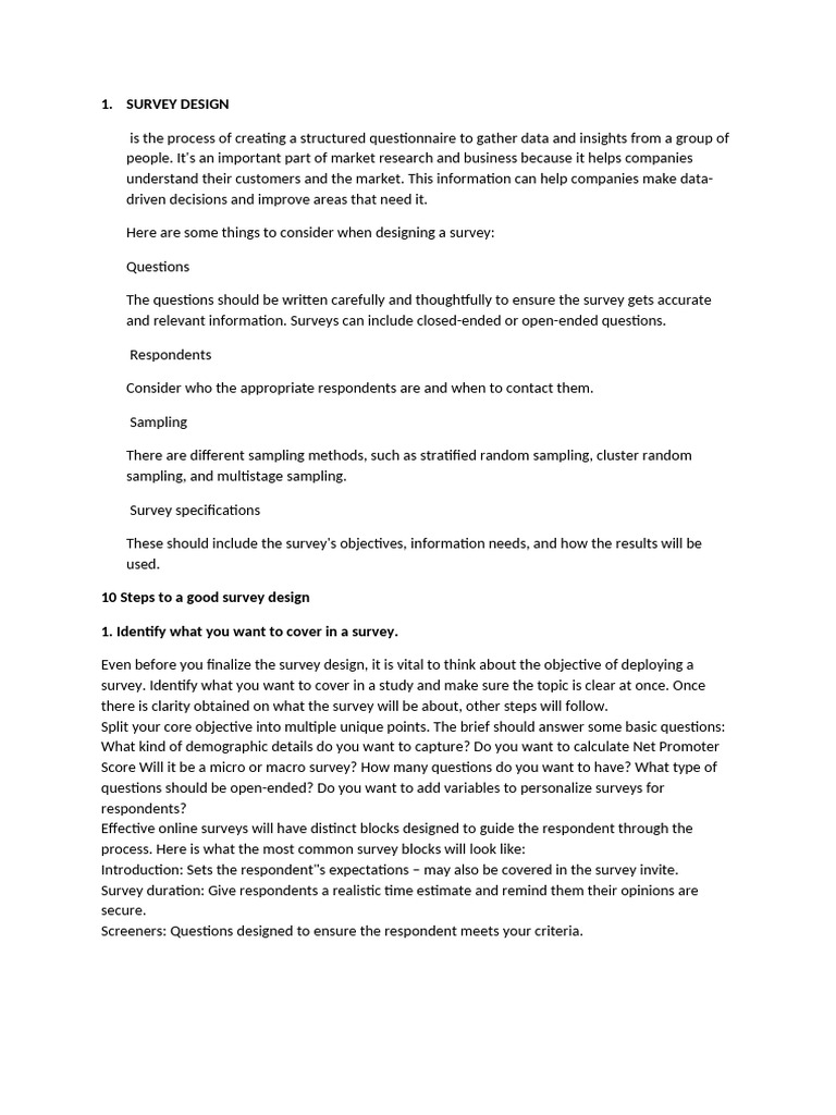SURVEY DESIGN | PDF | Sampling (Statistics) | Inductive Reasoning
