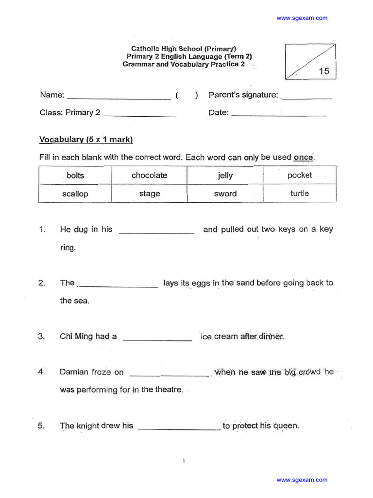 2019-P2-English-Term 2 Practice Paper 2-Catholic | PDF