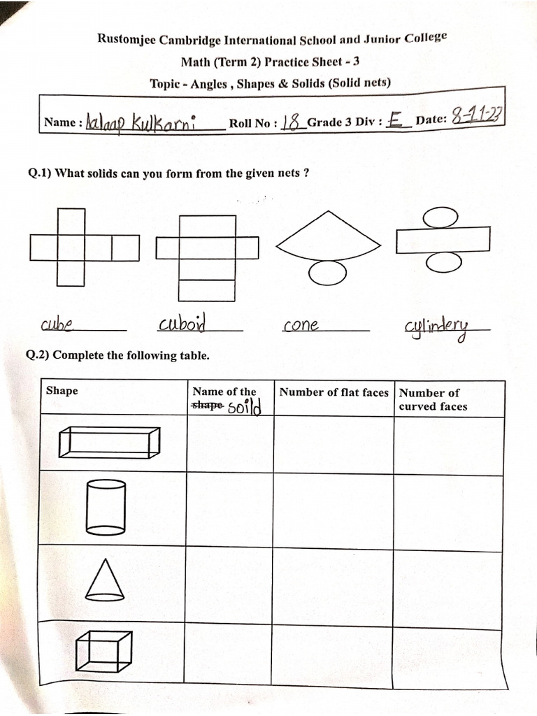 Math Term 2 Practice Sheet 3 | PDF
