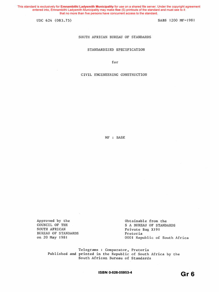 SABS 1200 MF: Civil Engineering Specs | PDF | Building Materials ...