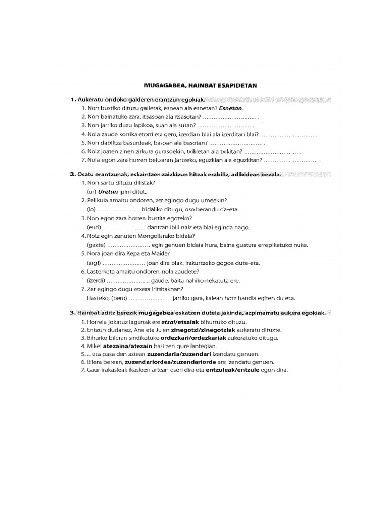 Gramatika- Mugagabea | PDF