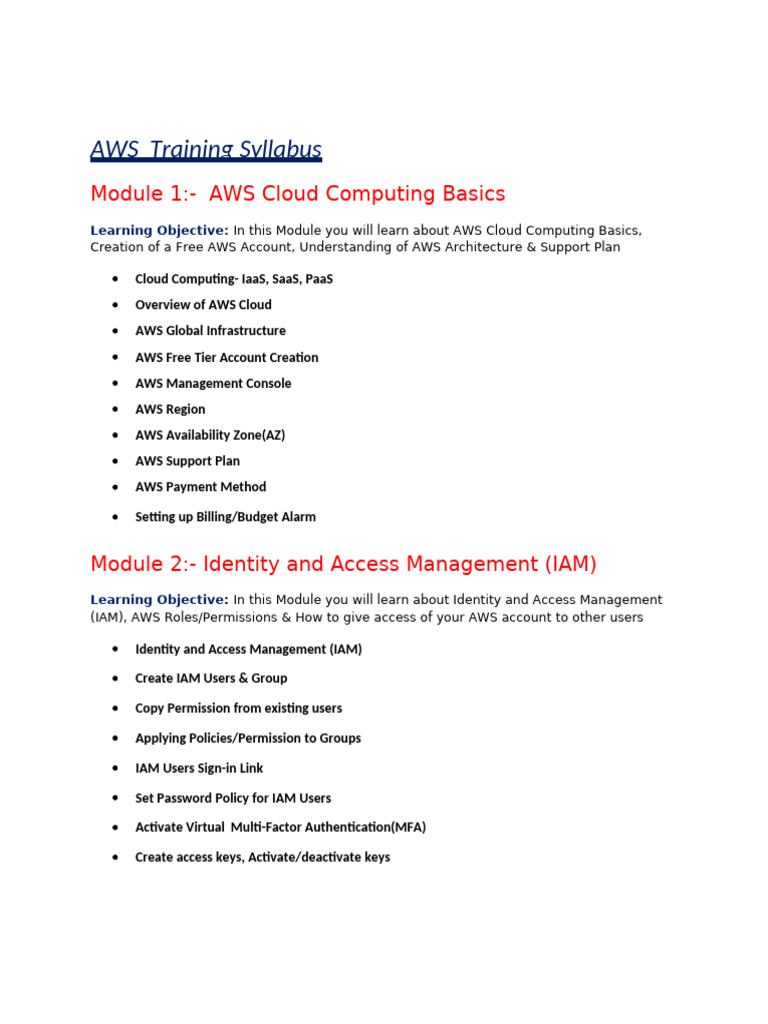 AWS__syllabus | PDF | Internet | Computer Architecture