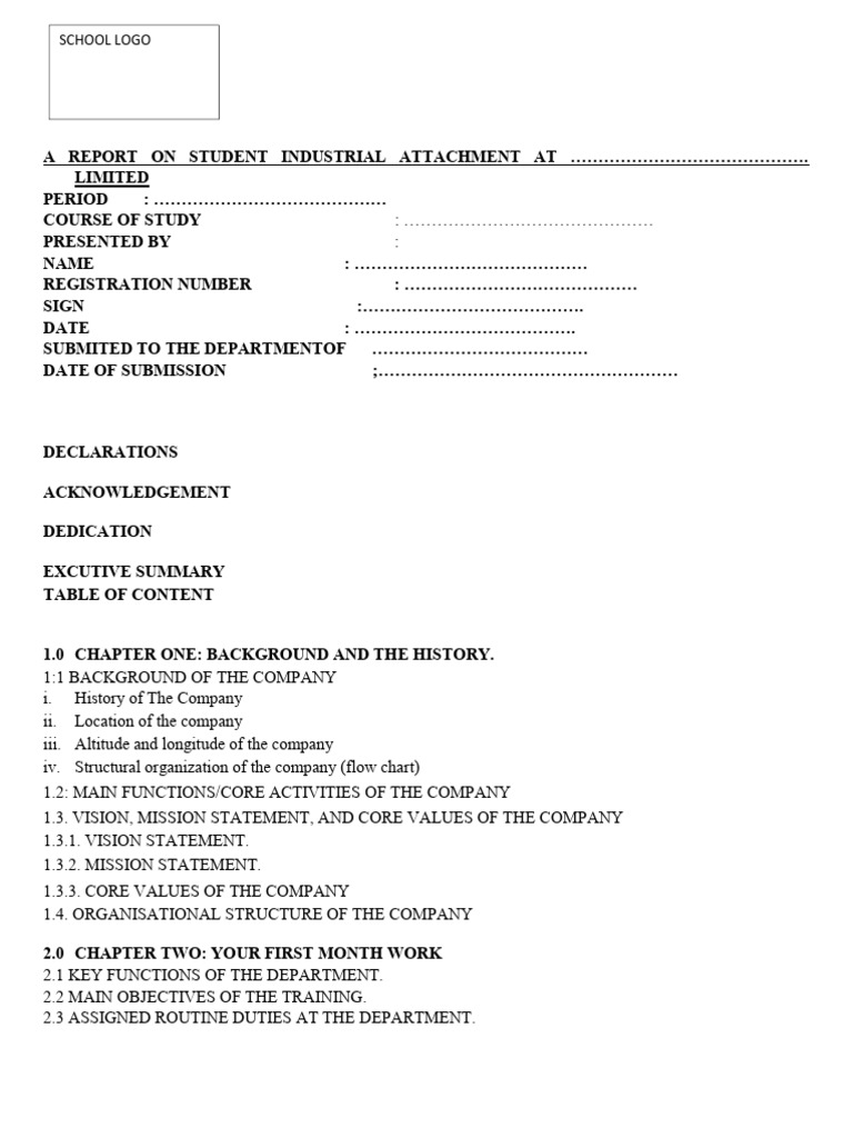 Student Industrial Attachment Report | PDF