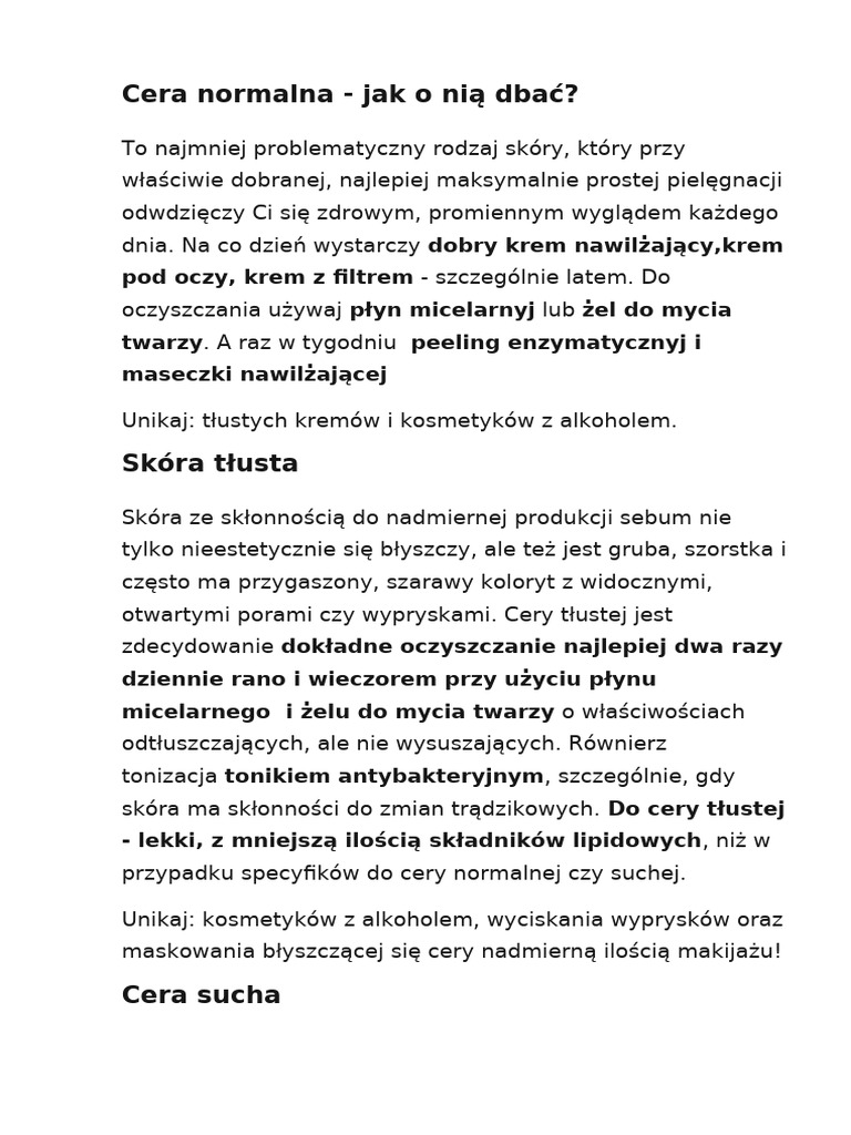 Typy Cery Jak o Nich Dbać | PDF