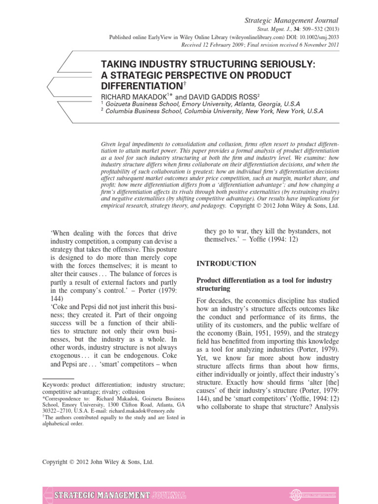 Taking Industry Structuring Seriously: A Strategic Perspective On ...