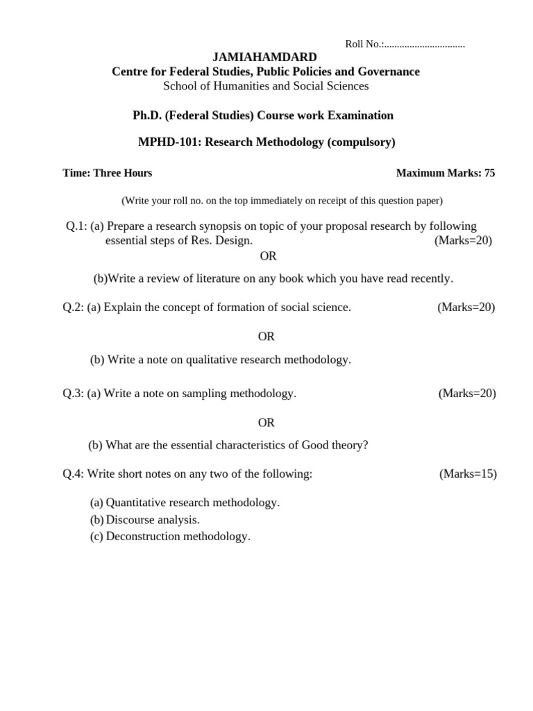 Ph.D. Research Methodology Exam Guide | PDF