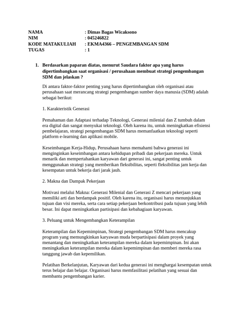 Tugas 1 Pengembangan SDM | PDF