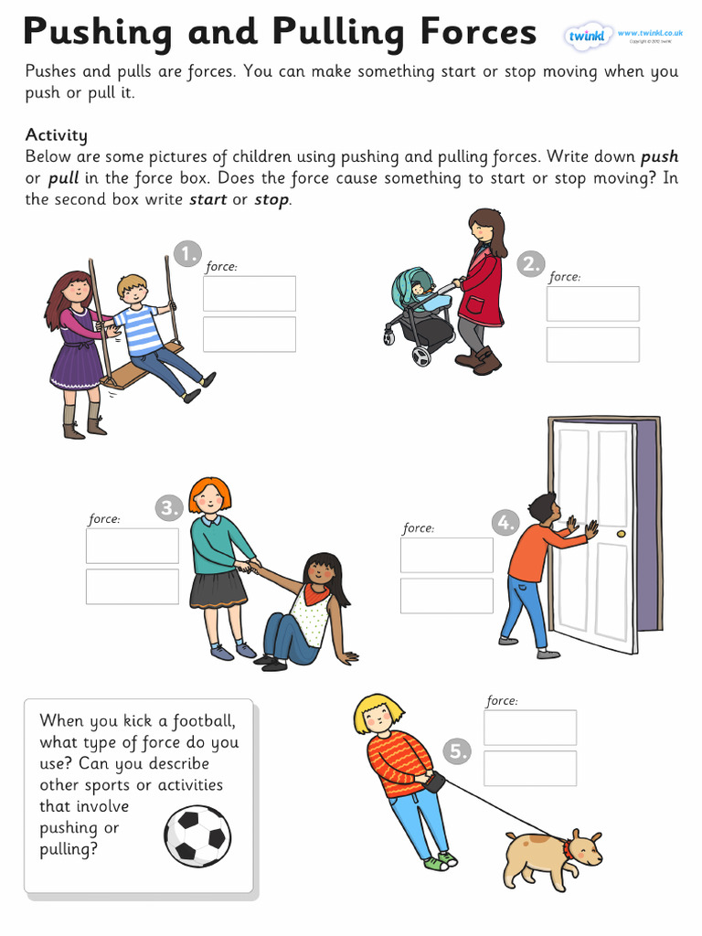 t2 S 176 Pushing and Pulling Forces Worksheet Ver 2 | PDF