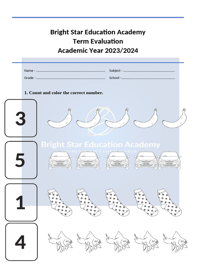 Term Evaluation Worksheet 2023/2024 | PDF