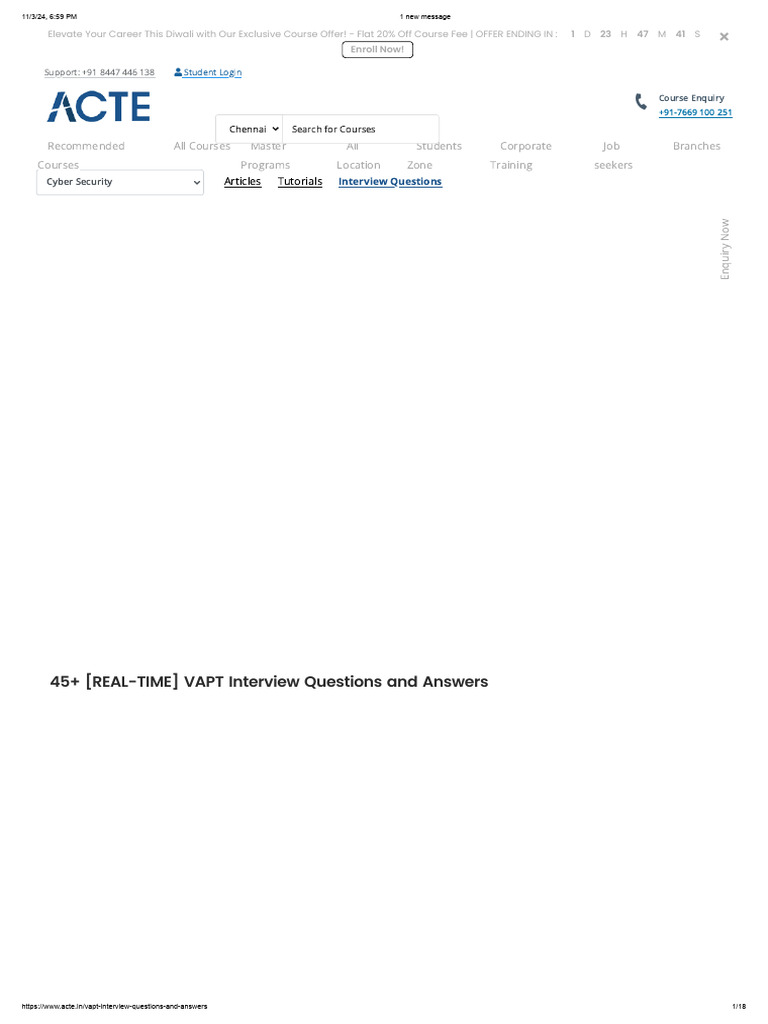 Top 45+ VAPT Interview Questions and Answers | PDF | Security | Computer Security