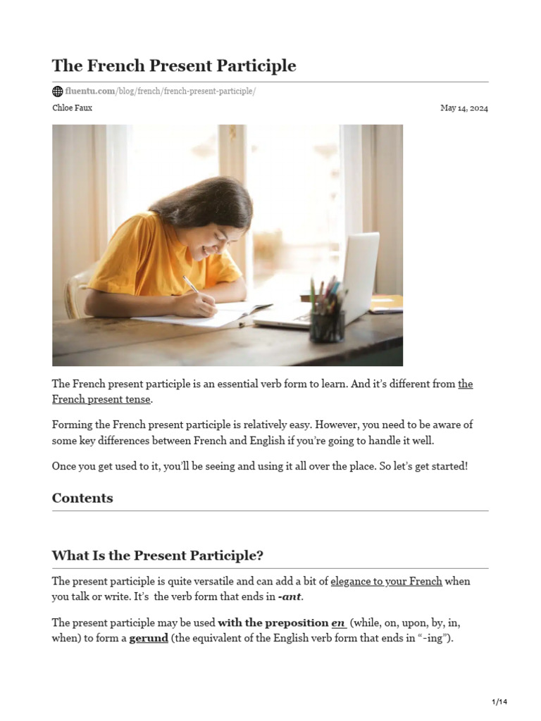 Understanding French Present Participles | PDF | Verb | Grammatical ...