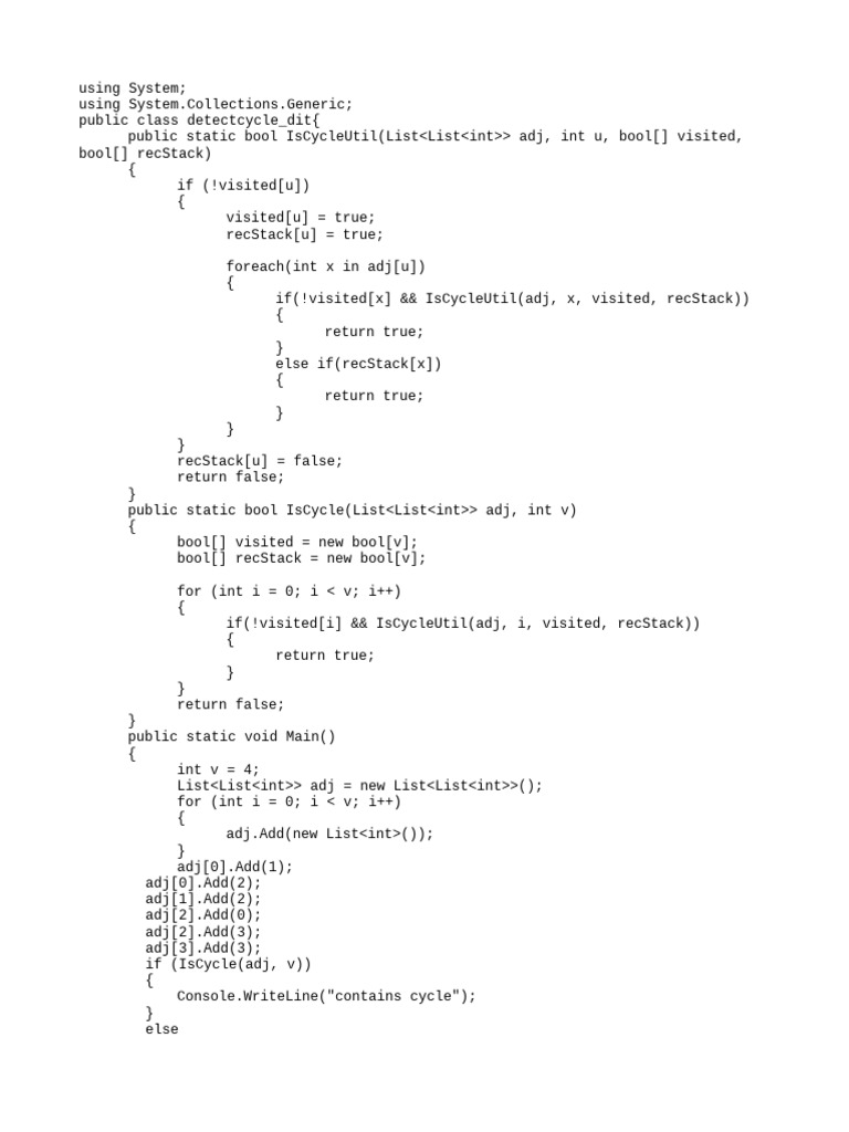 Detect Cycle | PDF | Teaching Methods & Materials | Science & Mathematics