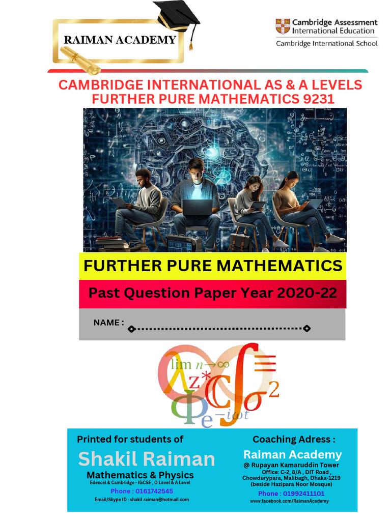 Cover Page For Further Math | PDF | Mathematics | Student Assessment ...