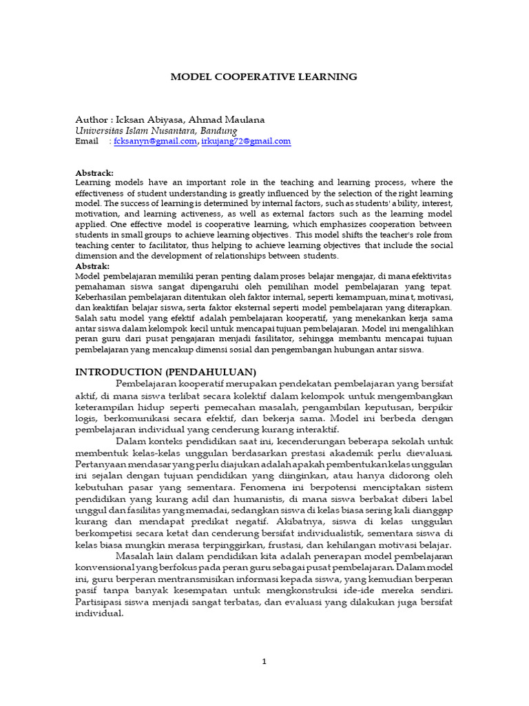 Model Pembelajaran Cooperative Learning | PDF | Karier & Perkembangan | Kesehatan Holistik