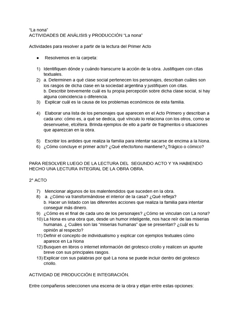 Actividad LA NONA | PDF | Ficción general