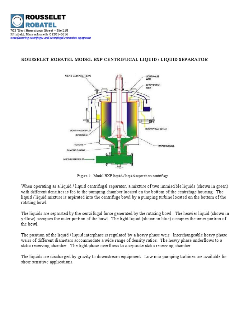 Liquid Liquid Separator Operating Principle | PDF | Centrifuge | Liquids