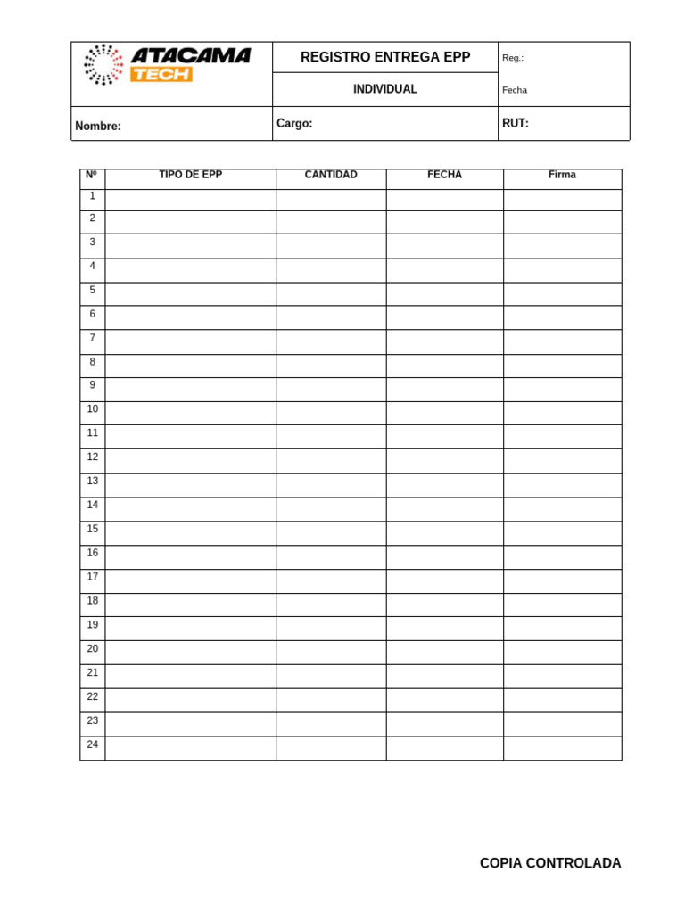 Registro Control EPP Individual | PDF
