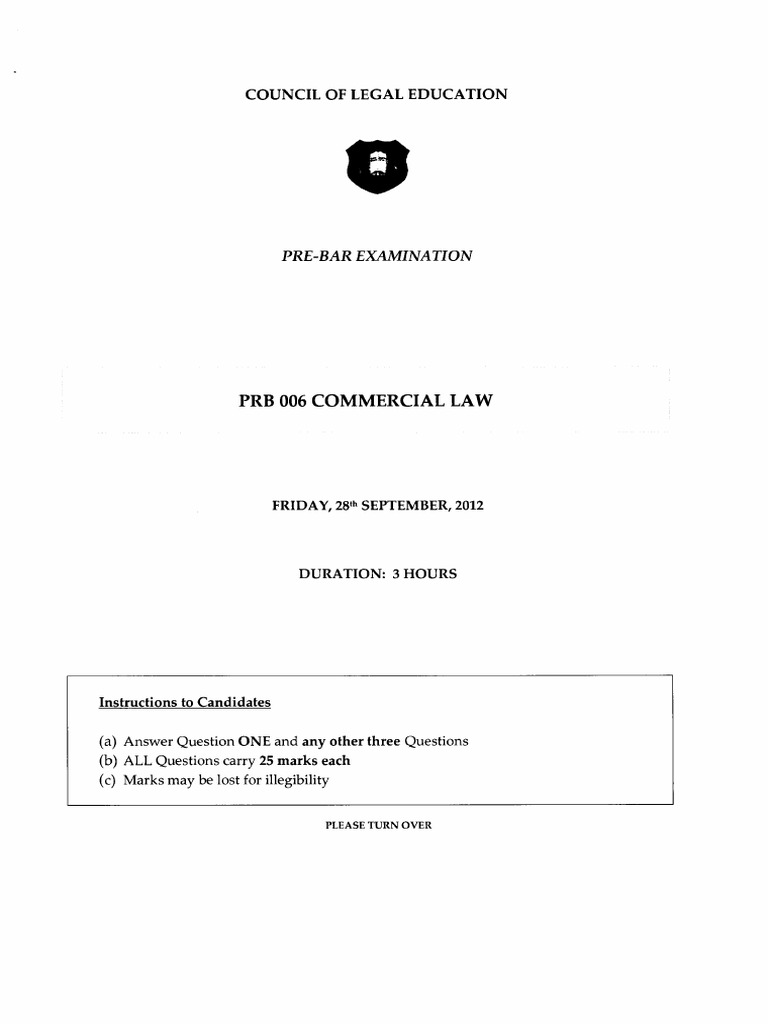 Pre-Bar Exam: Commercial Law Questions | PDF | Bankruptcy | Civil Law ...