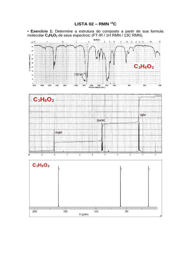 Lista 2 de Exerccios de RMN C13. | PDF