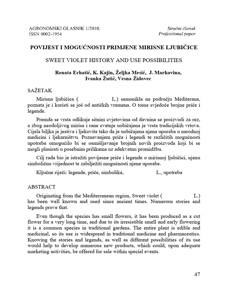 Erhatic I Sur - Povijest I Mogucnost Primjene Ljubičice | PDF