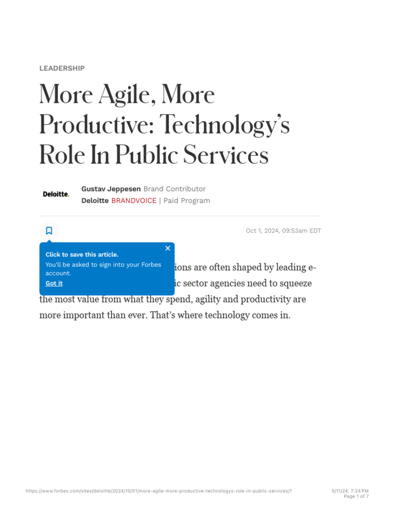 Deloitte BrandVoice - More Agile, More Productive - Technology's Role ...