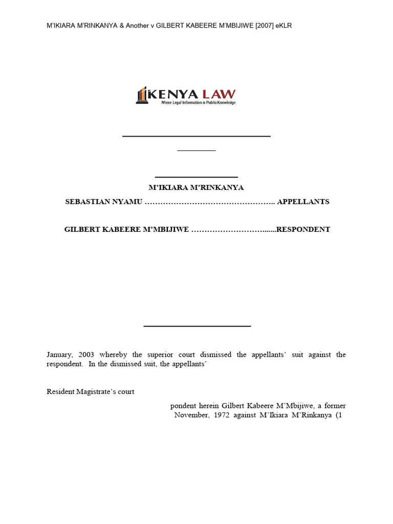 Civil Appeal on Land Dispute in Kenya | PDF | Judgment (Law) | Lawsuit