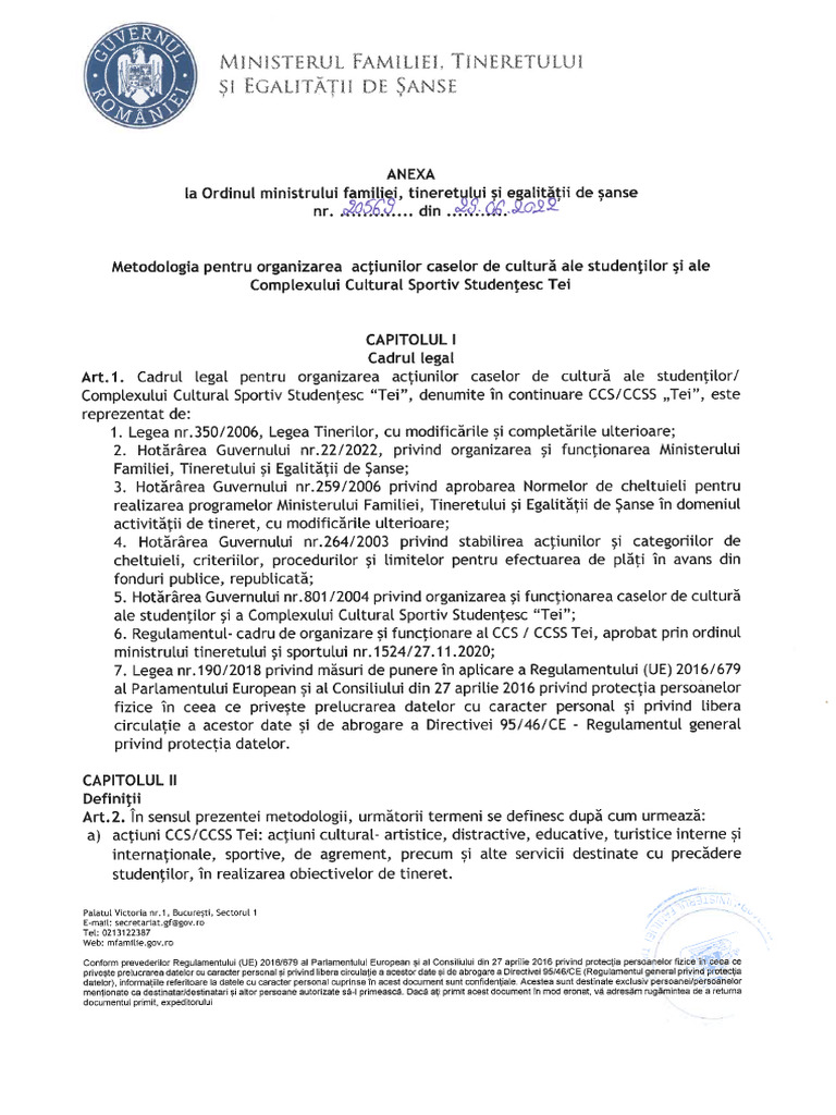 Anexa OMFTES Nr. 20569 Din 29.06.2022 | PDF
