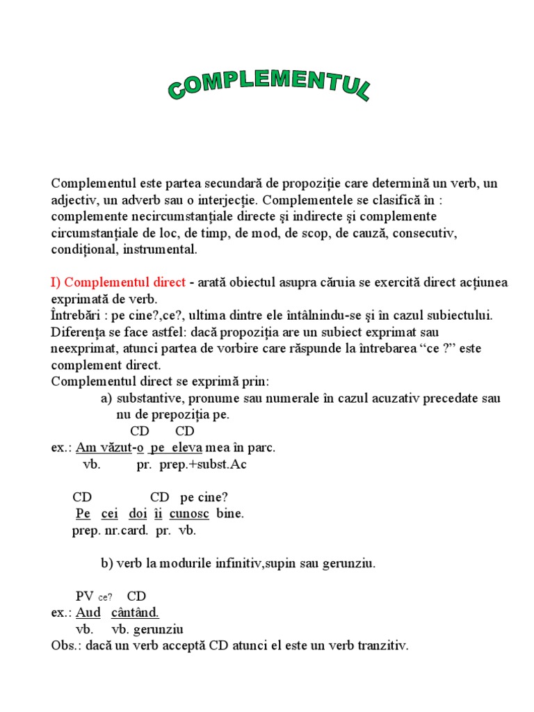 Complementul - 1 | PDF