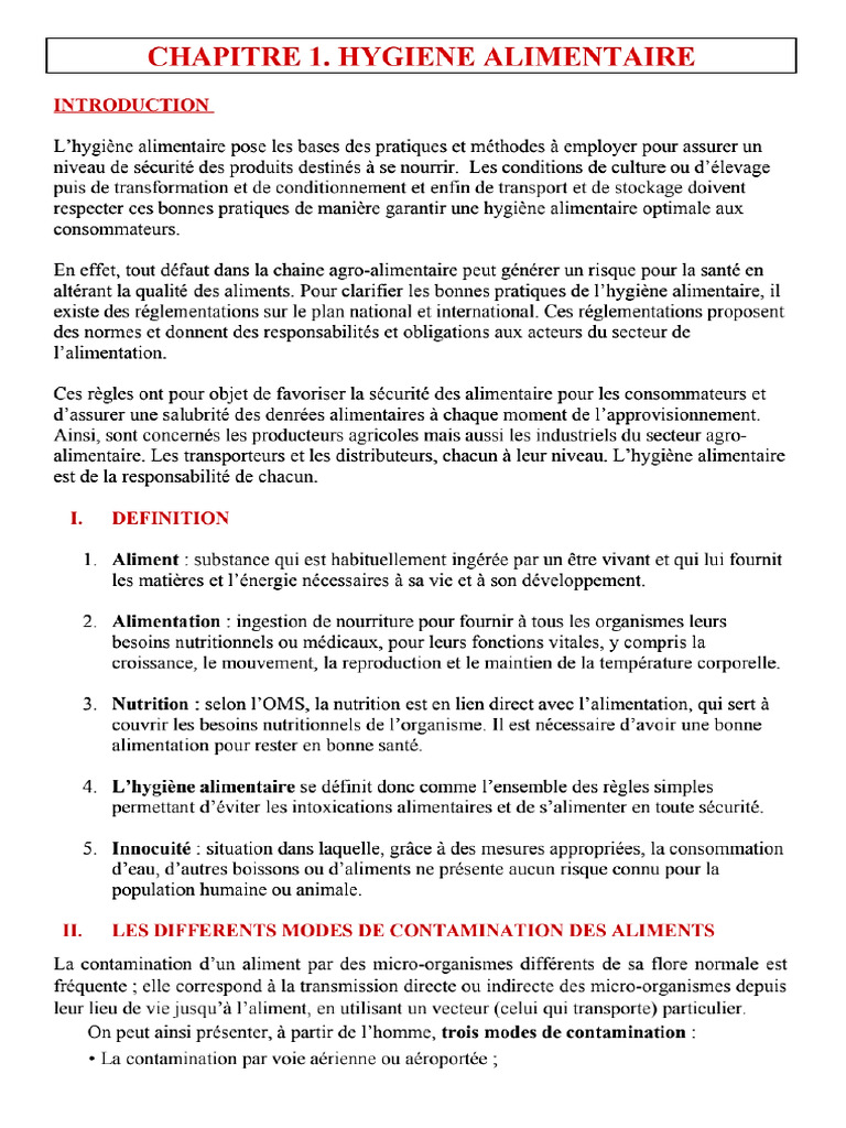 Cours D'hygiène Alimentaire - 081314 | PDF