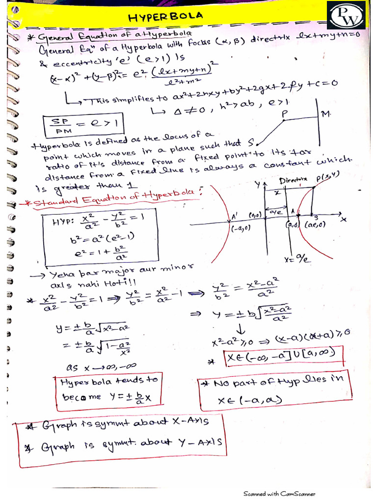 Hyperbola Short Notes | PDF