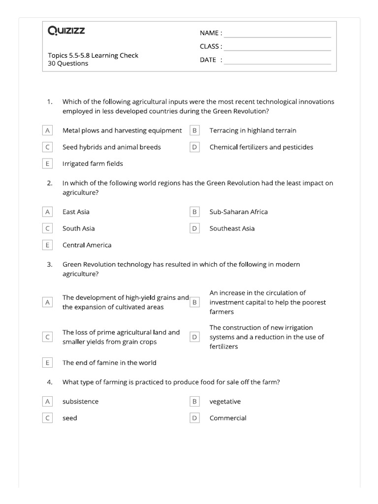 AP Geography Unit 5 30Q | PDF