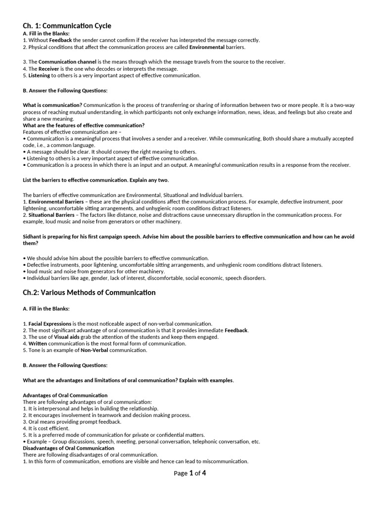 Class 9 Solutions of Chapter | PDF | Communication | Computer Data Storage