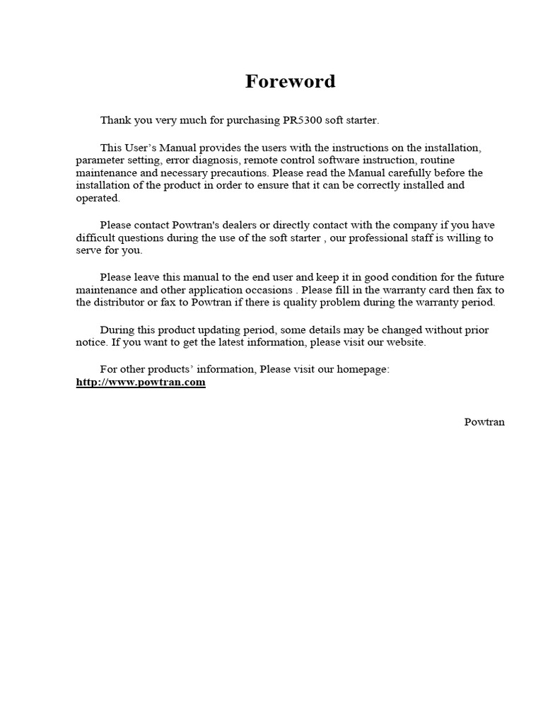 PR5300 Soft Starter User Manual | PDF | Parameter (Computer Programming ...