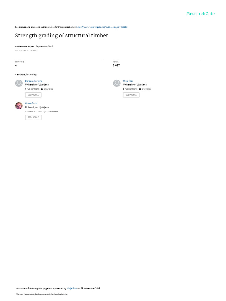 Strength Grading of Structural Timber: September 2018 | PDF | Lumber