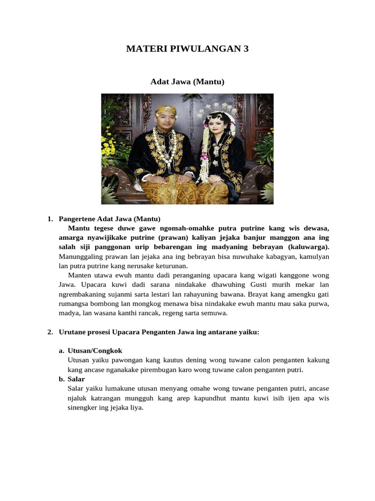 Materi Adat Jawa Mantu | PDF