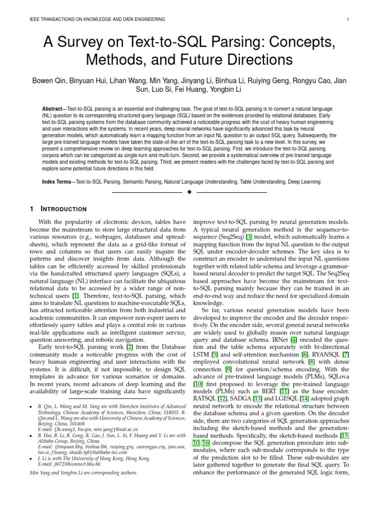 A Survey On Text-to-SQL Parsing: Concepts, Methods, and Future Directions | PDF | Databases | Sql