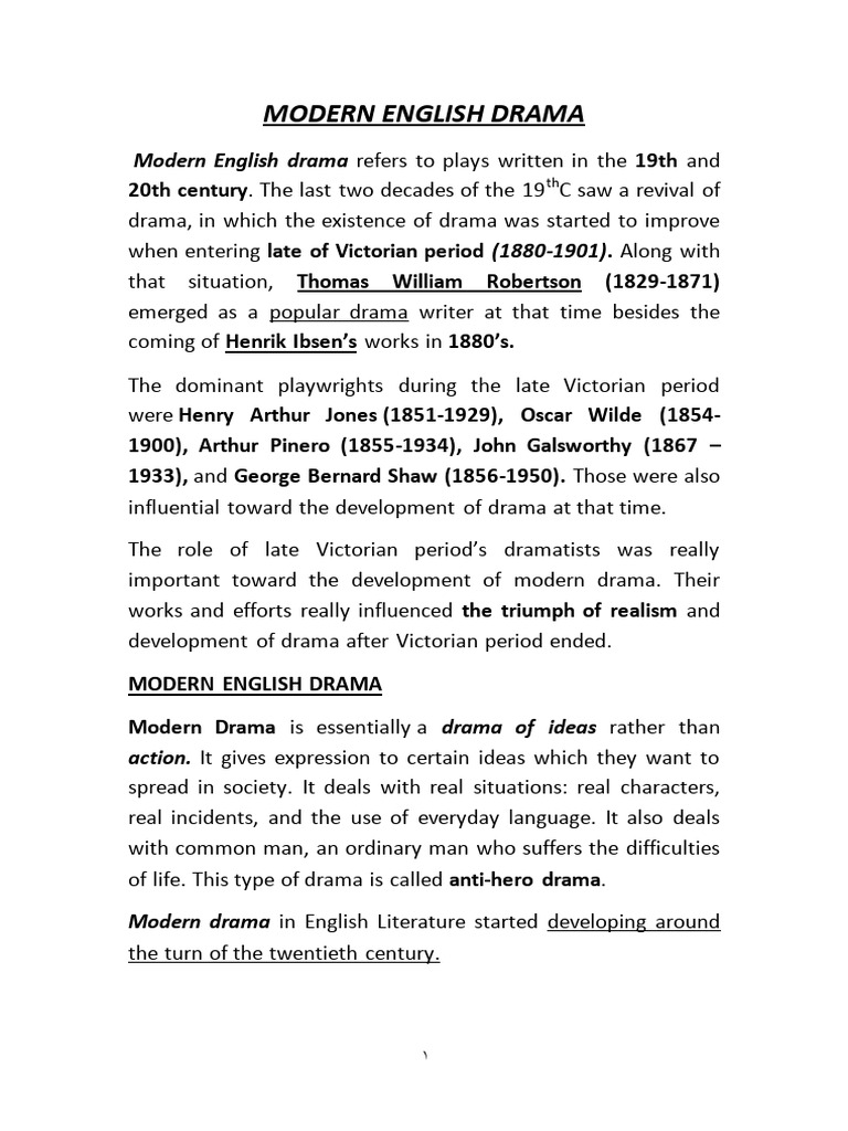 Overview of Modern English Drama | PDF | John Millington Synge
