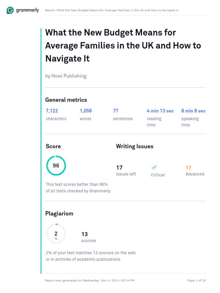 Grammarly Report - What The New Budget Means For Average Families in ...