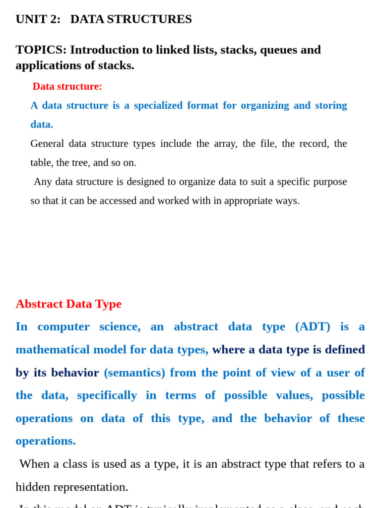 DS Unit-2 Datastructures | PDF | Data Type | Queue (Abstract Data Type)
