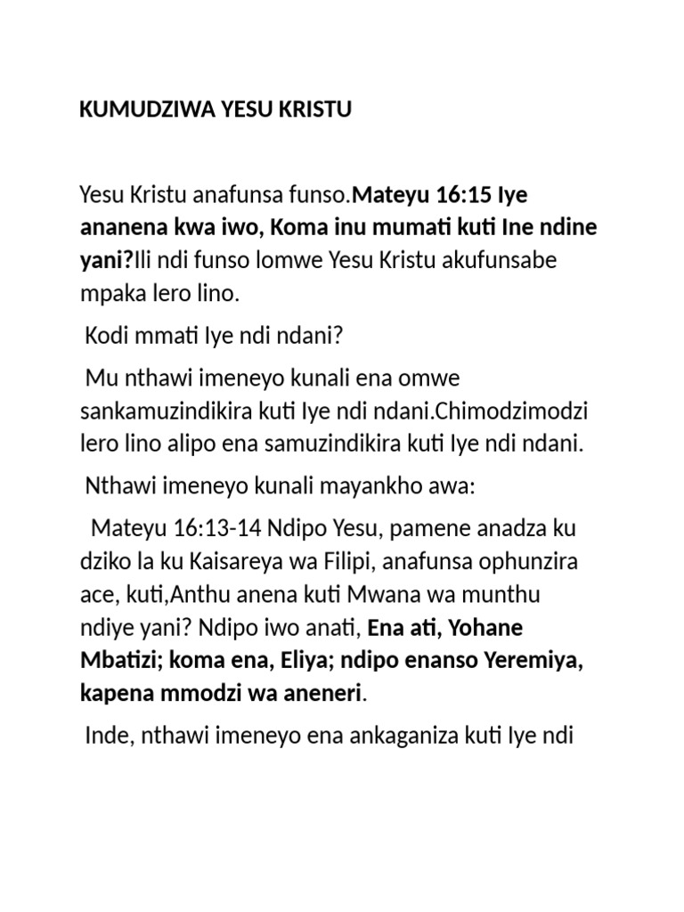 KUMUDZIWA KRISTU YESU Edited | PDF