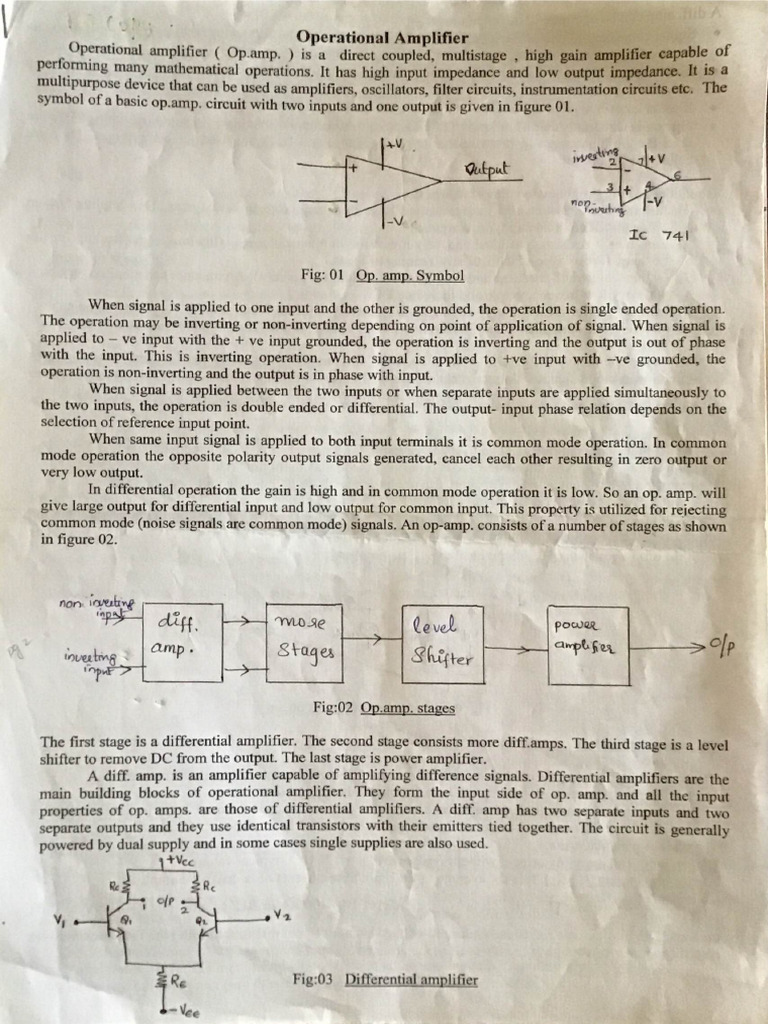 Operational Amplifiers Notes | PDF